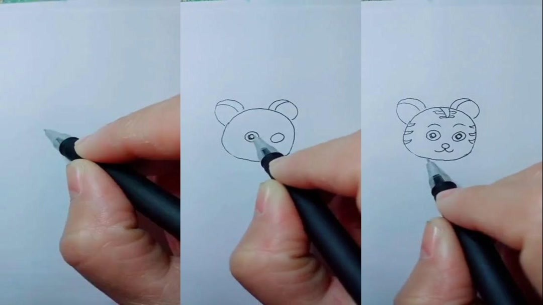 简笔画:画一只森林之王,小老虎住在蘑菇屋!