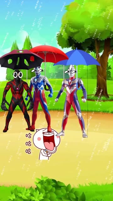 下雨了,奥特曼都拿到了雨伞 #儿童动画 #卡通动画 #奥特曼