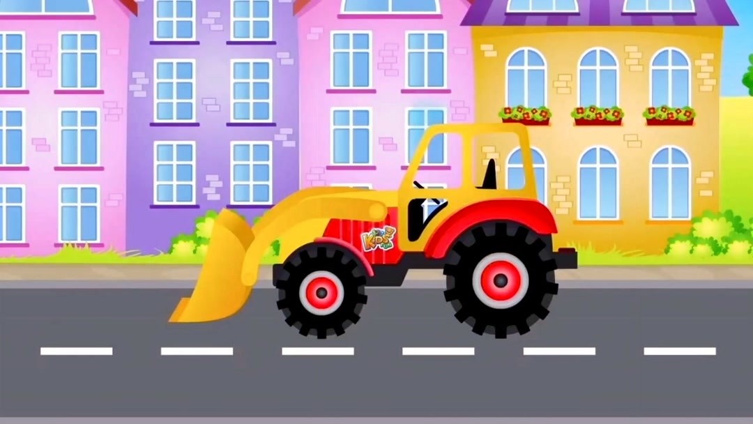 动物世界工程车益智动画 拼装推土机救助救护车