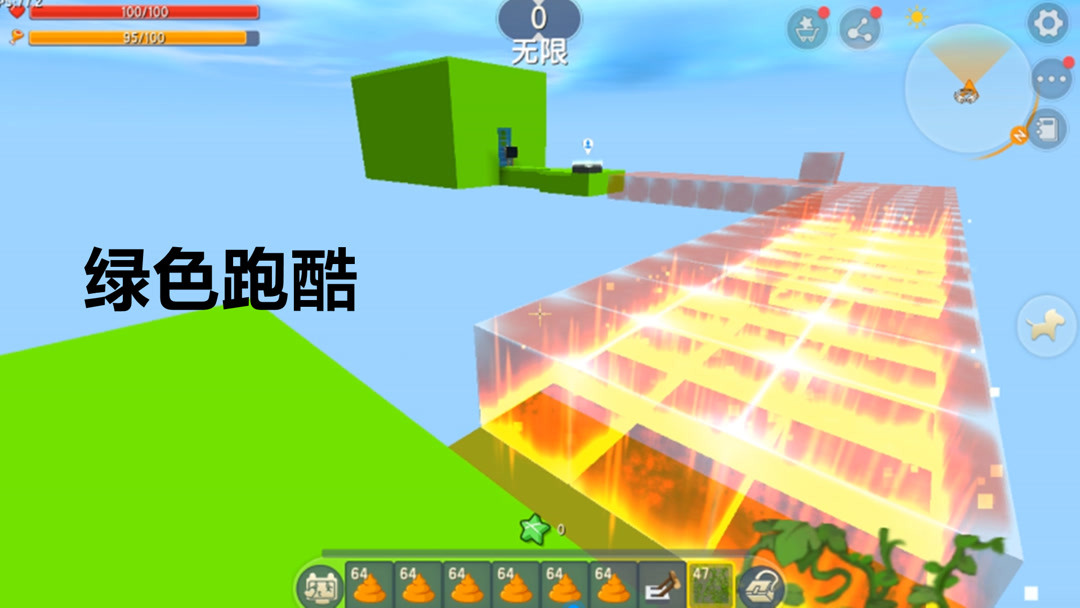 迷你世界:满屏荧光绿跑酷,死亡复活时间高达250秒!