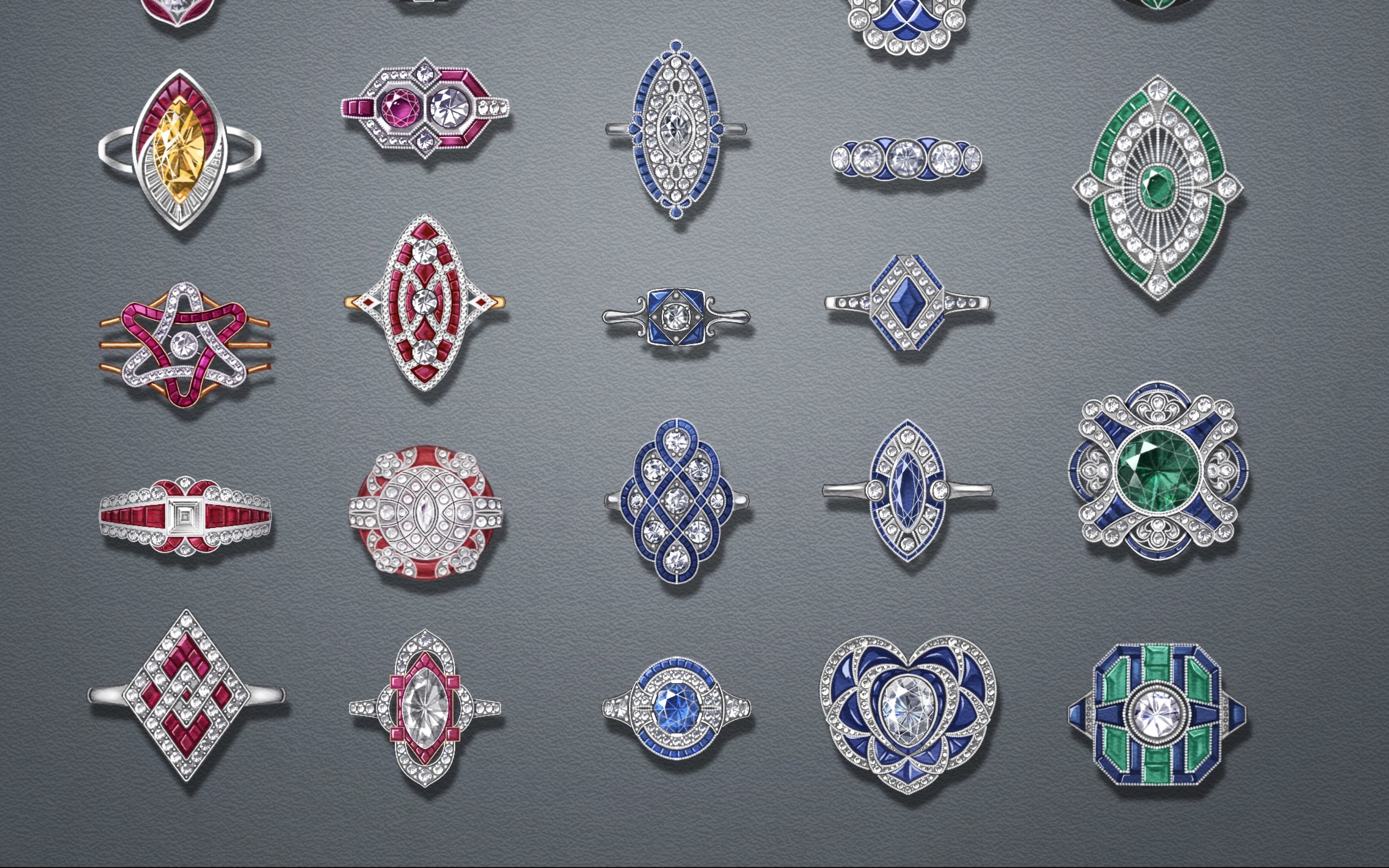 【ipad珠宝板绘】一口气画30枚戒指是怎样的体验 珠宝设计学习打卡