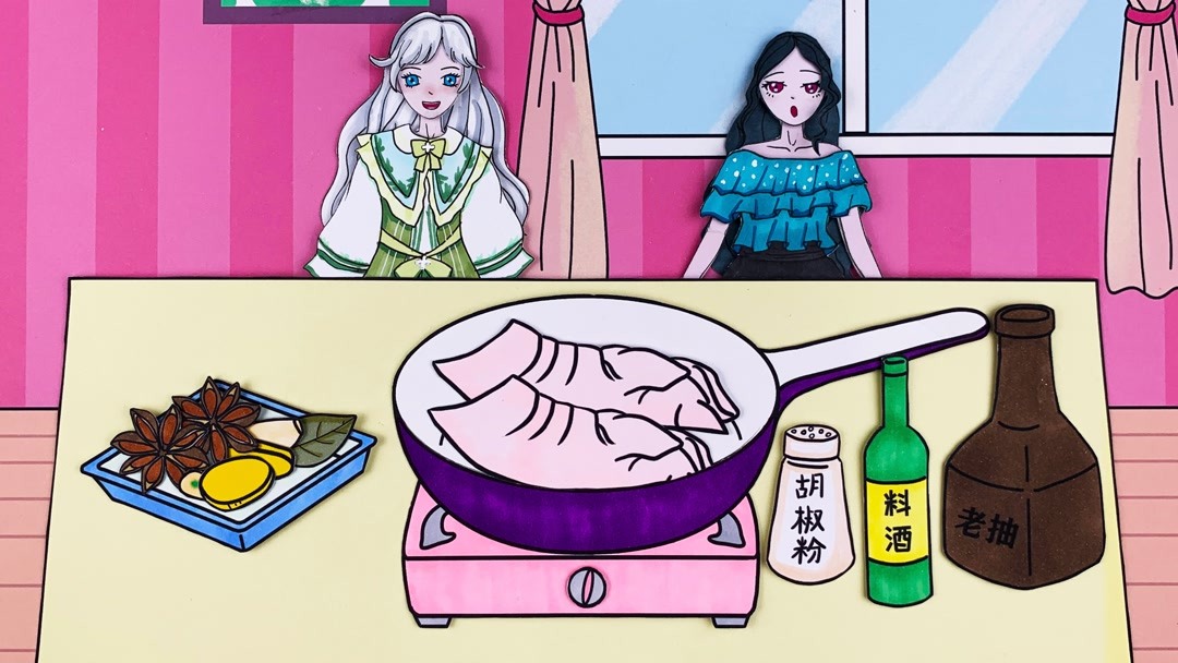 手绘定格动画:画画饿了想吃快餐,佳佳给她做了美味的香辣猪蹄!