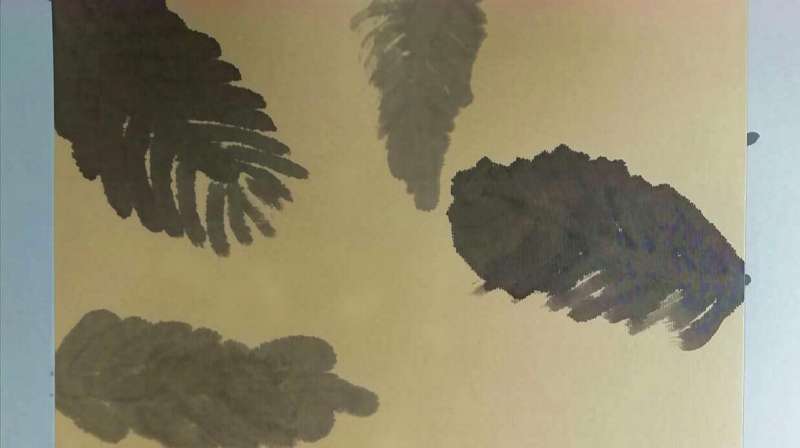 用2分钟体现孩子课堂上的学习能力——毛笔 水墨画叶子