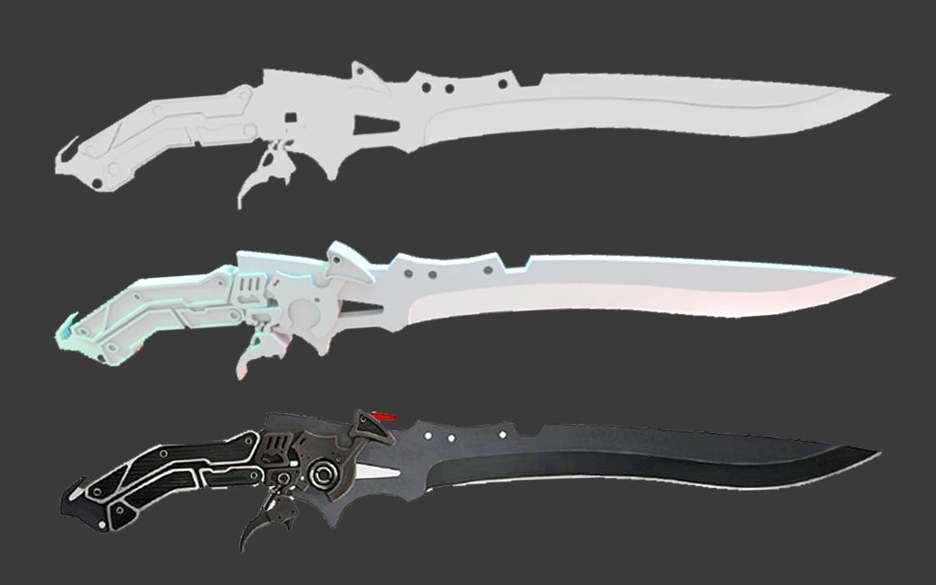 ...3dmax建模教程】零基础学习的武器科技短刀模型教学!游戏场景道具...