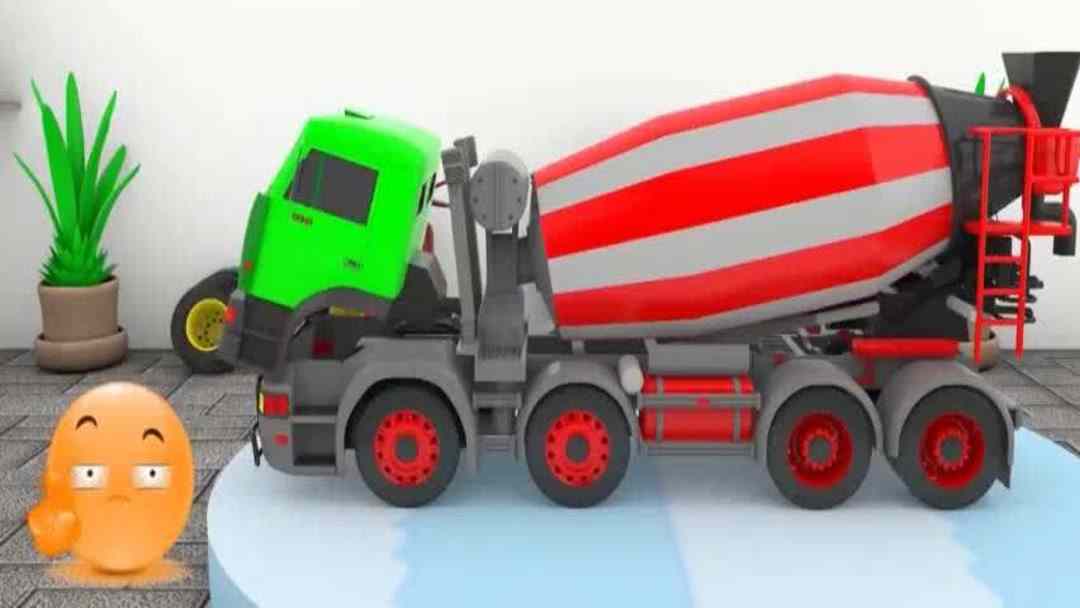 红色油罐车受伤了,来到车库更换新的车头,儿童汽车动画片