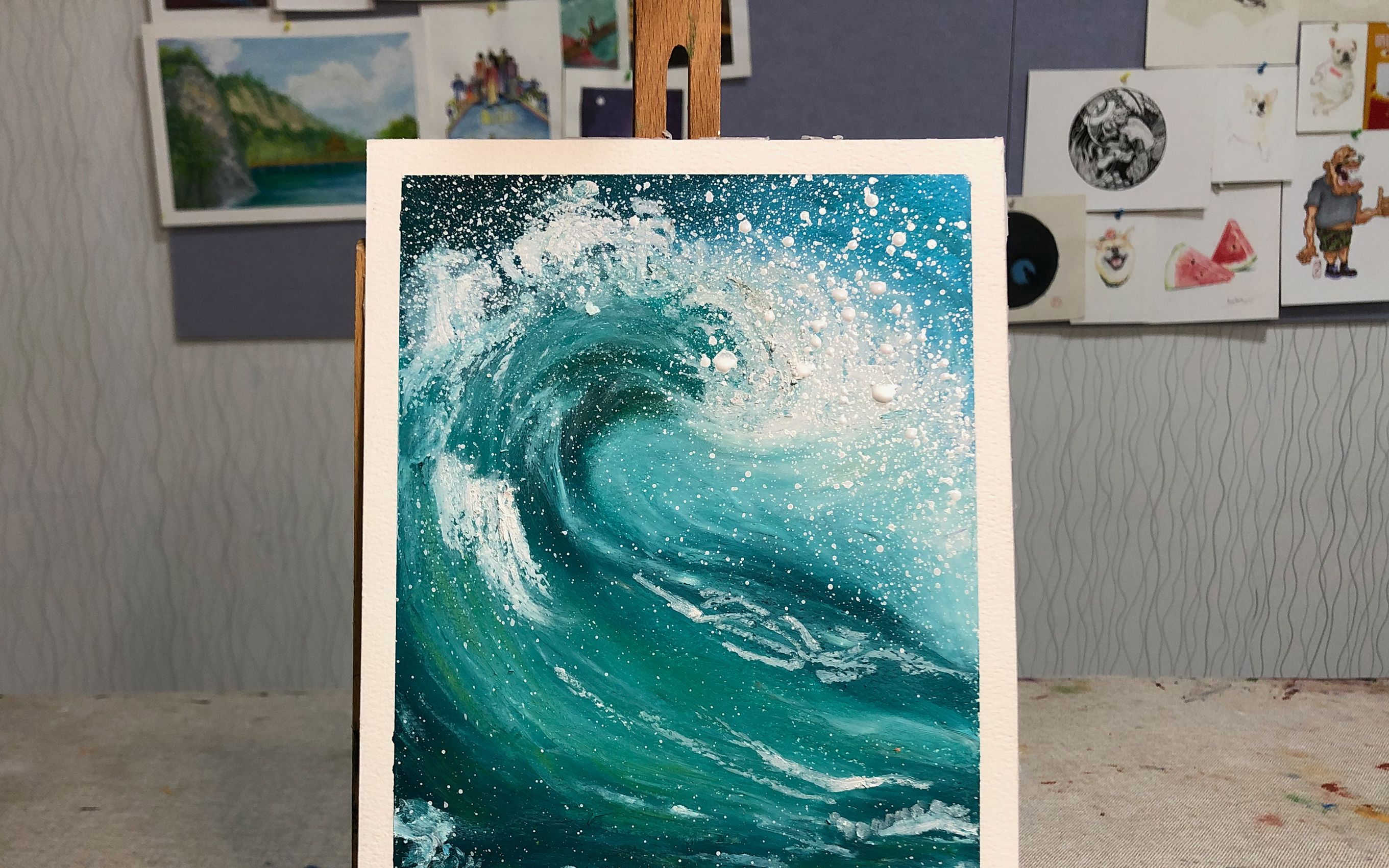 【油画棒】原创|海浪教程