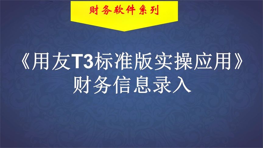 用友标准版⑥财务信息录入