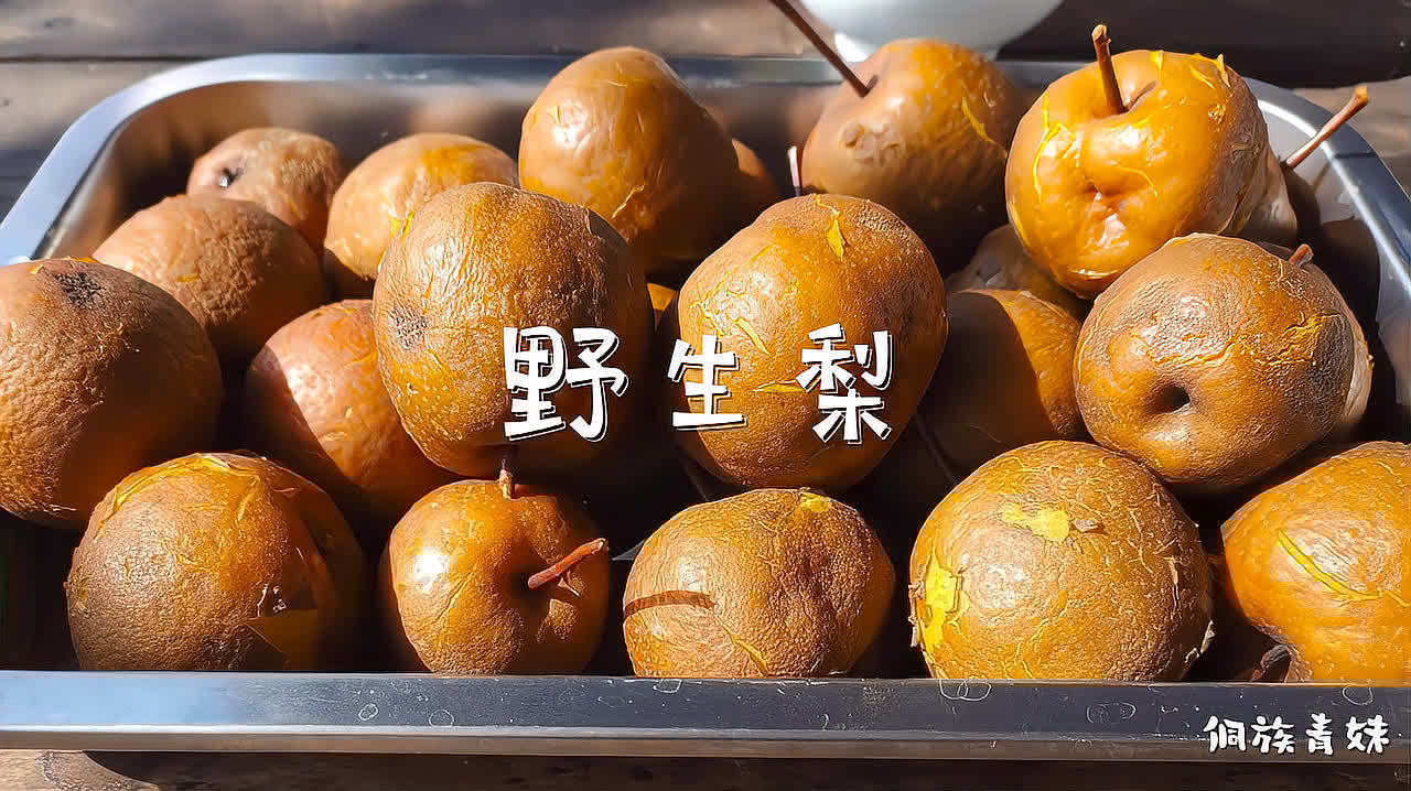 湖南山上野生梨子成熟了,摘了一大筐,吃起来香甜四溢
