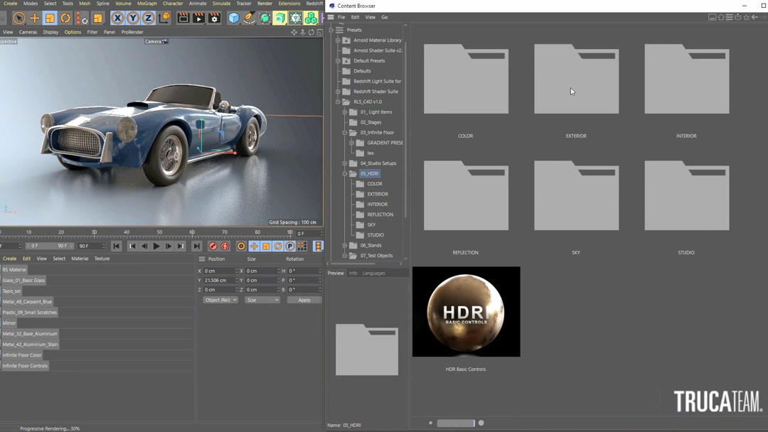 C4D Redshift渲染器摄影棚舞台灯光照明HDRI电商产品渲染场景预设...