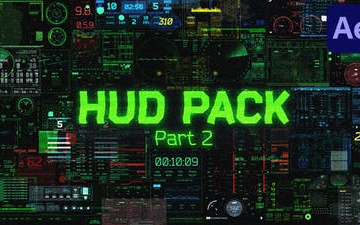 AE模板-未来科技HUD素材包雷达导航扫描液压速度表公路表气压表UI...
