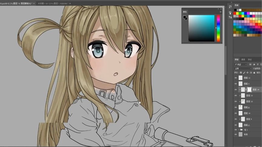 原画Ps人物设计绘制-二次元小萝莉线稿1