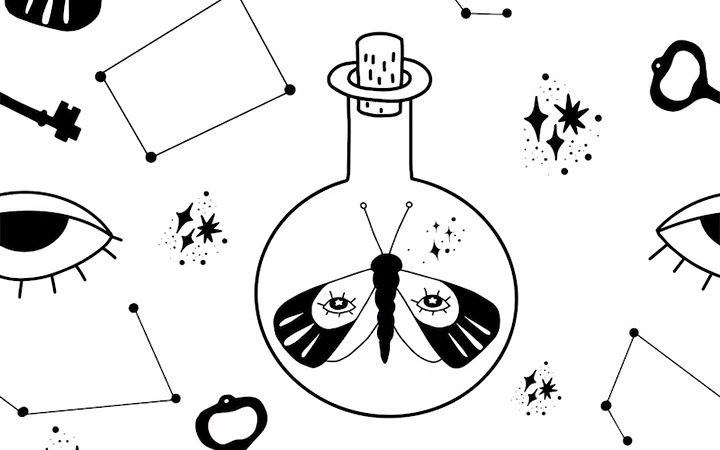 47款手绘神秘天体星座复古符号元素图案插画AI素材