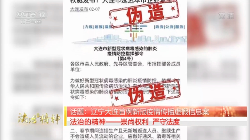 [法治的精神]话题:辽宁大连首例新冠疫情传播虚假信息案