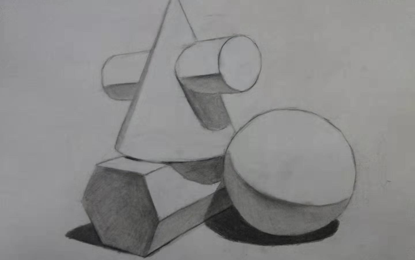 艺蕾艺术学校微课堂-素描组合几何体一打形