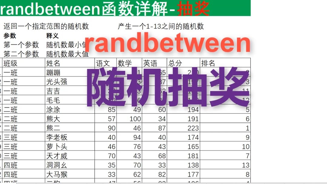35randbetween函数随机抽奖-Excel函数