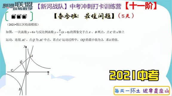 2021中考数学之最值问题,一次函数和反比例函数中利用中位线性质