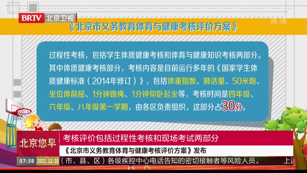 ...北京市义务教育体育与健康考核评价方案》发布 考核评价包括过程性...