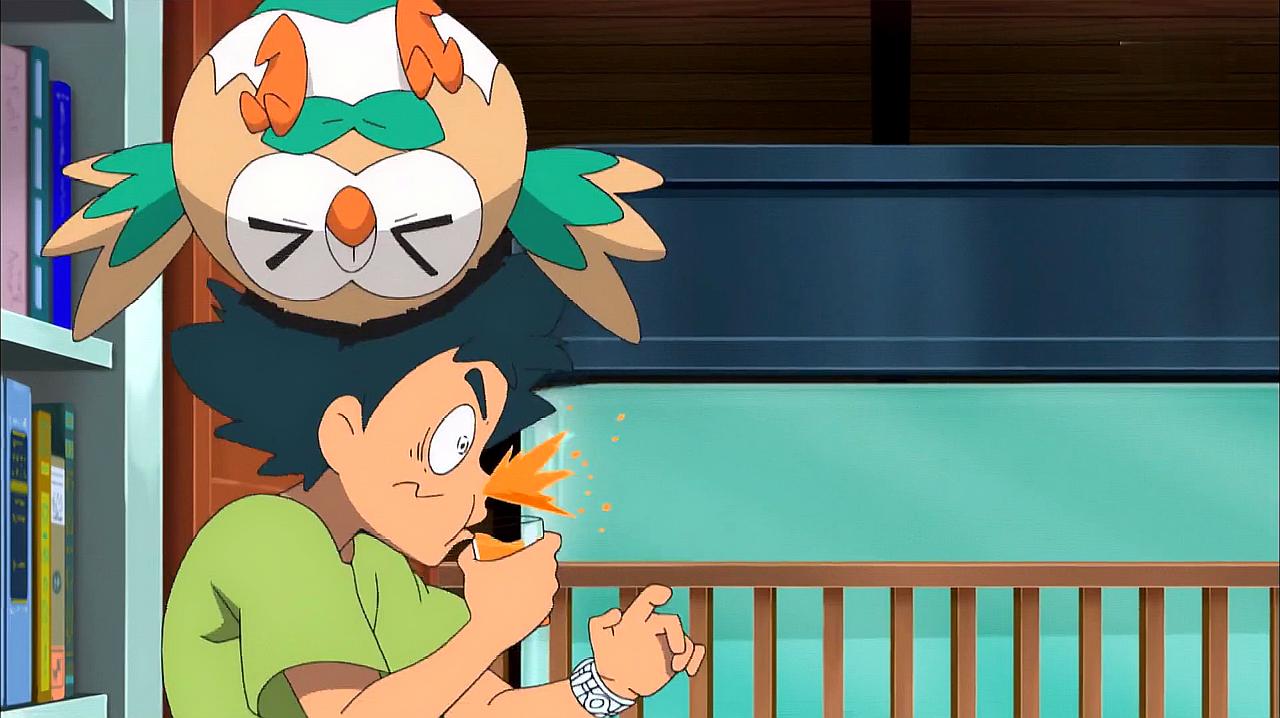 精灵宝可梦:木木枭从柜子上掉下来,砸到了小智