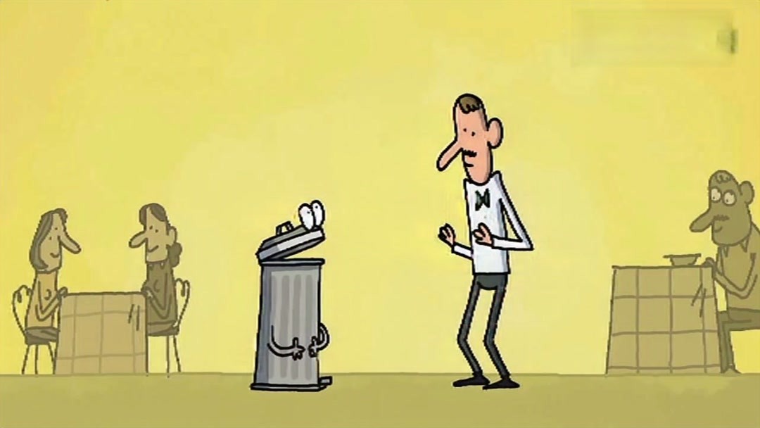 猜不到结局的脑洞动画:一只垃圾桶成精了,还会上餐厅点餐…