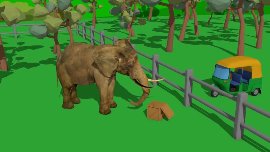 亲子早教益智动画,人力三轮车运送客人,给动物园大象送水果