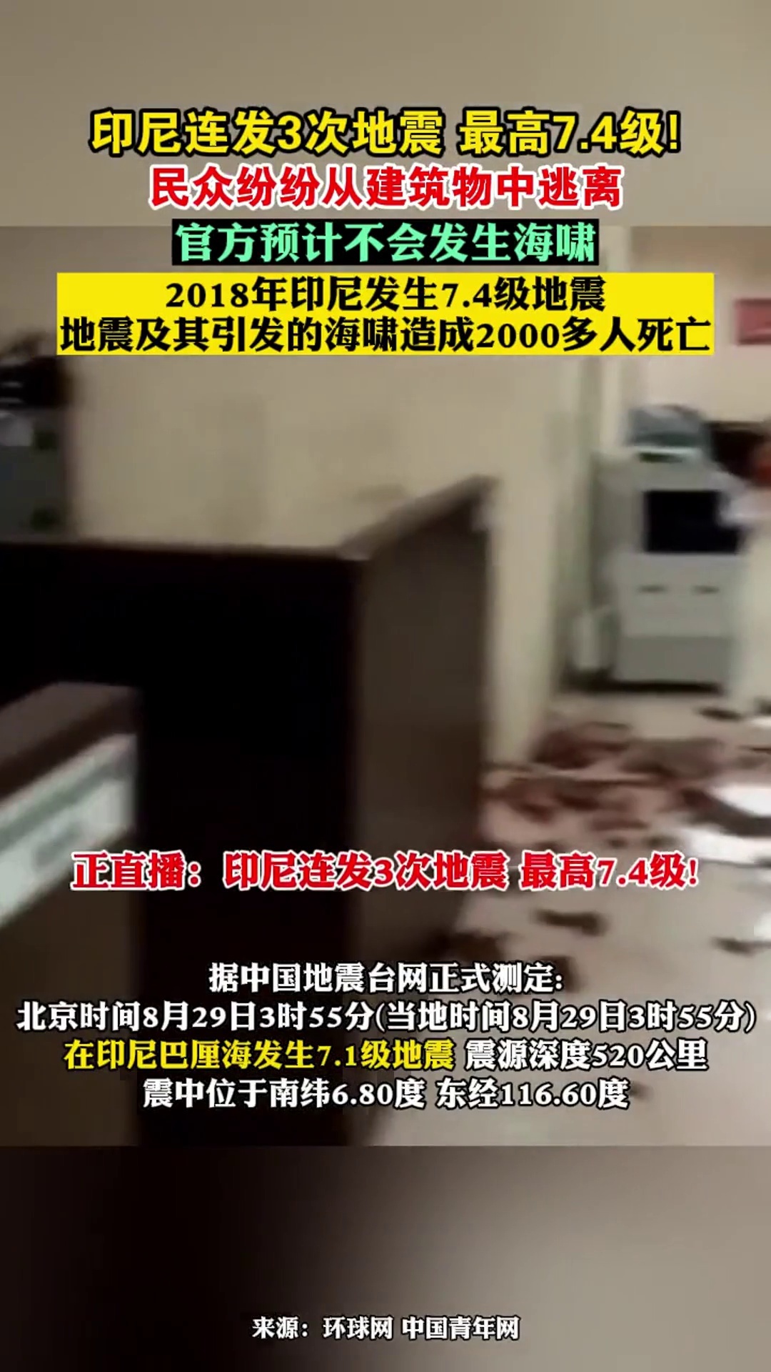 印尼连发3次地震,最高7.4级!