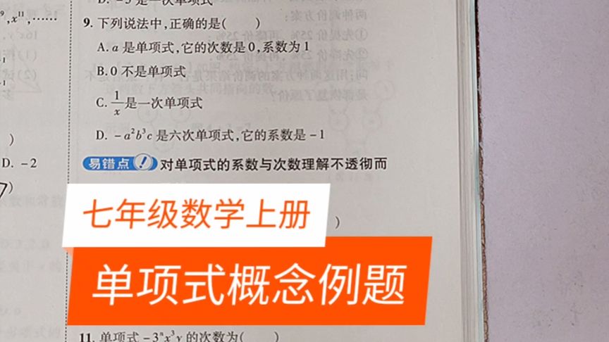 大海老师数学课堂,七年级数学上册知识点,单项式概念例题讲解