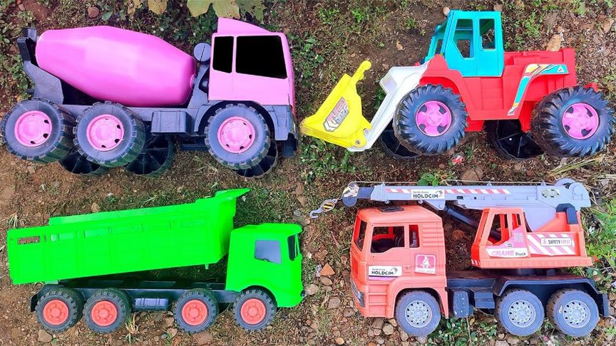 儿童益智动画 认识 挖掘机 搅拌机 破碎机的运作方式以及功能