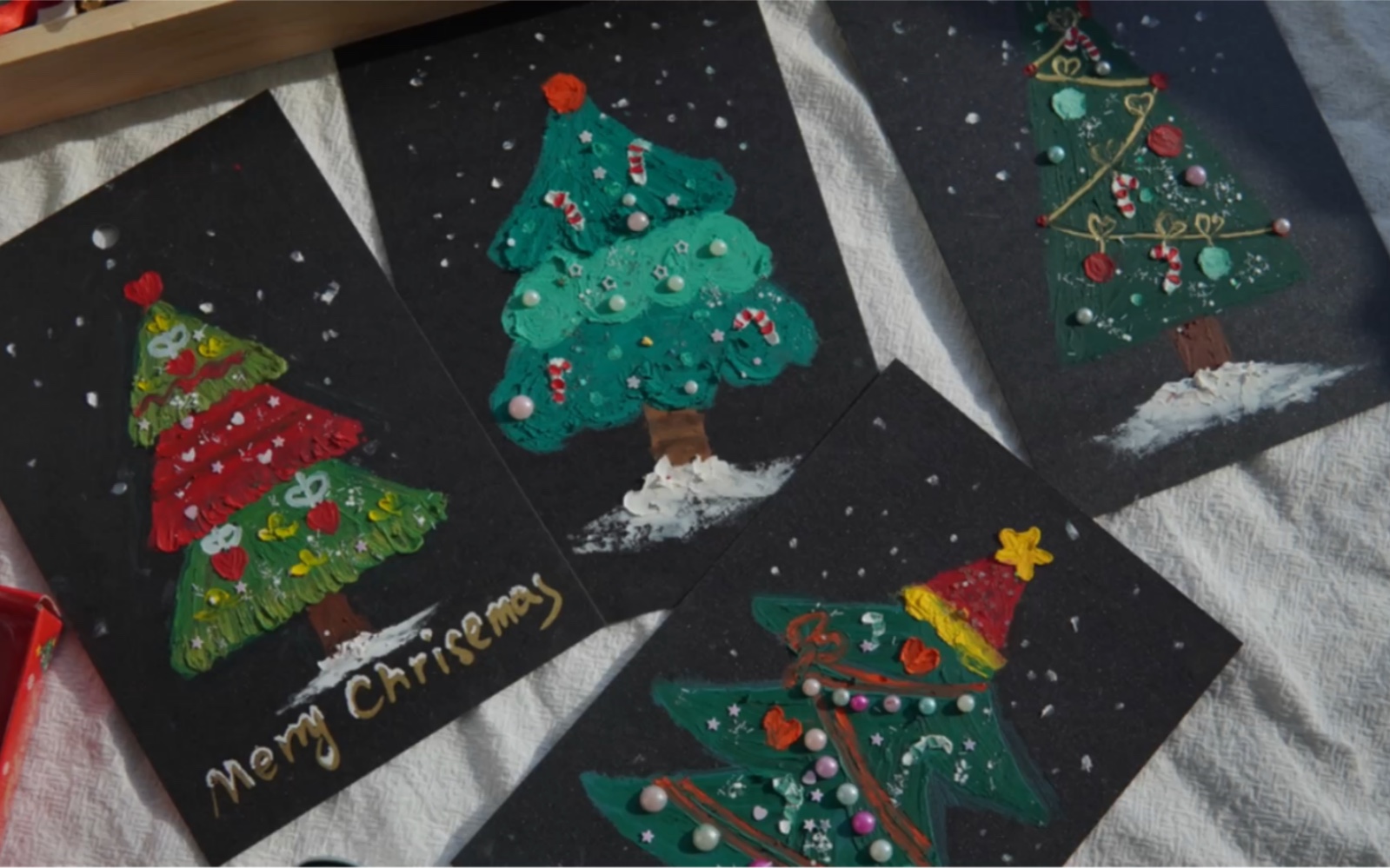 油画棒|圣诞卡片|教你画一颗简单的圣诞树