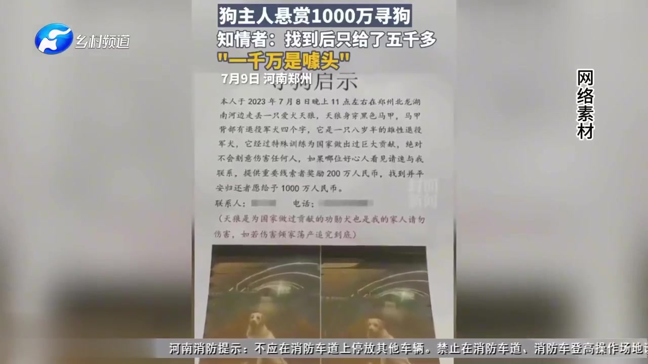 悬赏千万寻狗博眼球博成被拘留