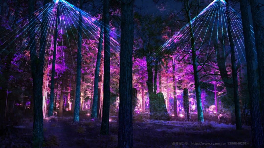 AE灯光动画设计实战,灯光亮化设计教程AE水景灯光音乐秀设计实战