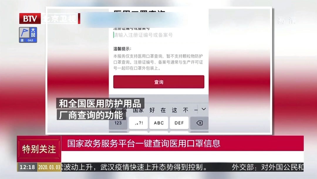 国家政务服务平台一键查询医用口罩信息