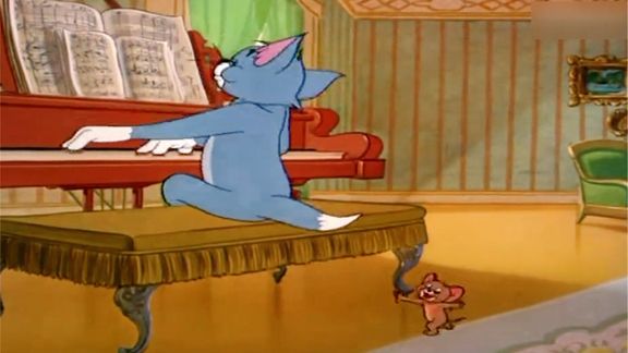 猫和老鼠:汤姆弹钢琴,杰瑞在跳舞,相处和谐的猫和老鼠