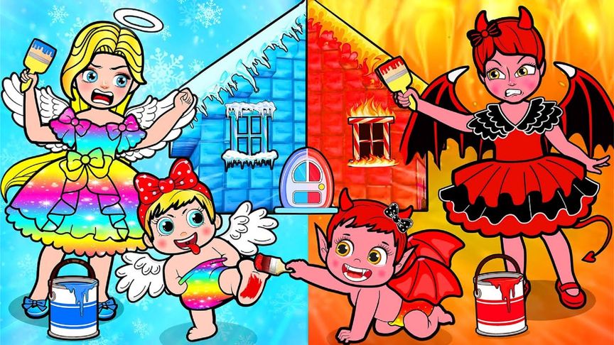 定格动画:长发公主的糖果城堡倒塌,天使和恶魔赶来帮忙设计新家