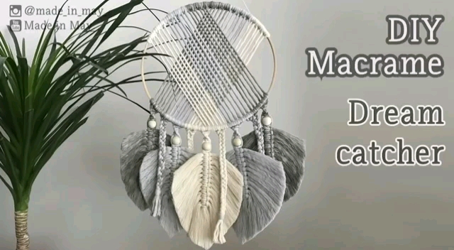 macrame编织羽毛挂毯教程