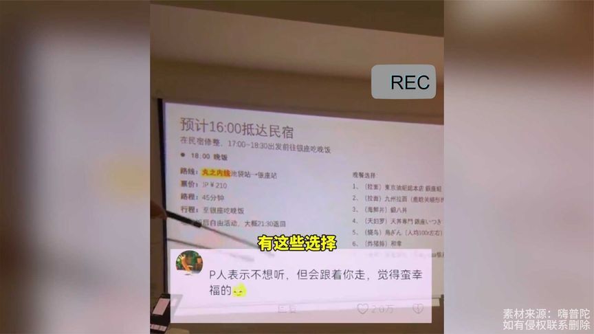 J人给P人讲解旅行计划攻略,除了文档还有PPT