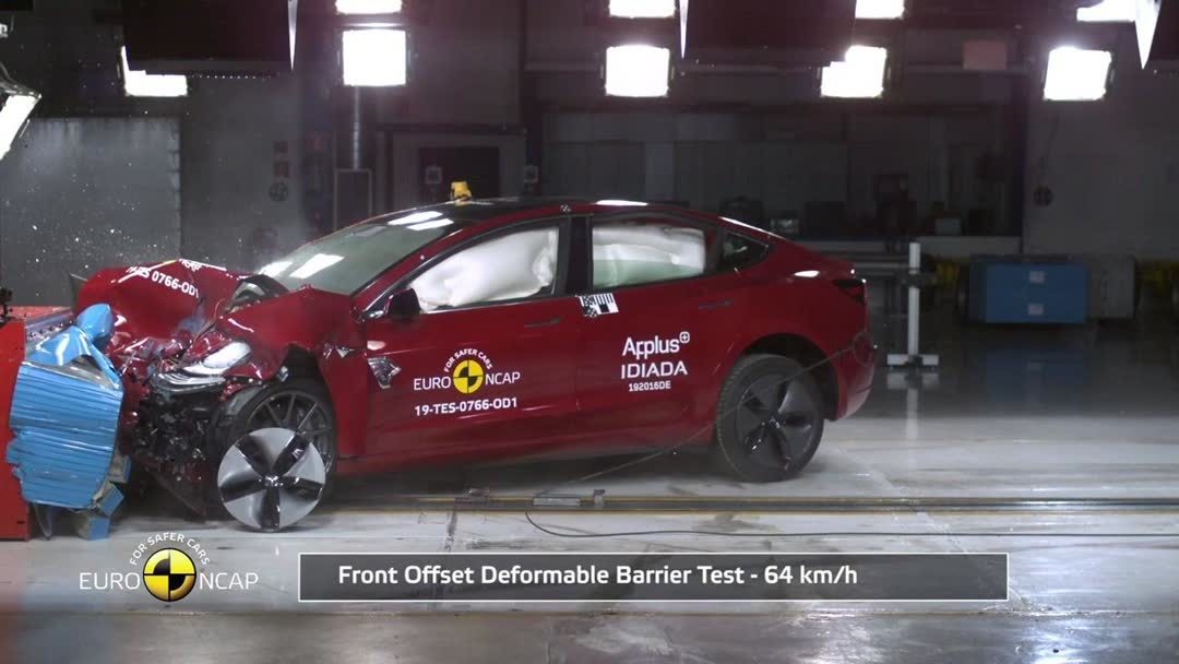 特斯拉Model 3在欧洲的碰撞测试中,最终评分5颗星。
