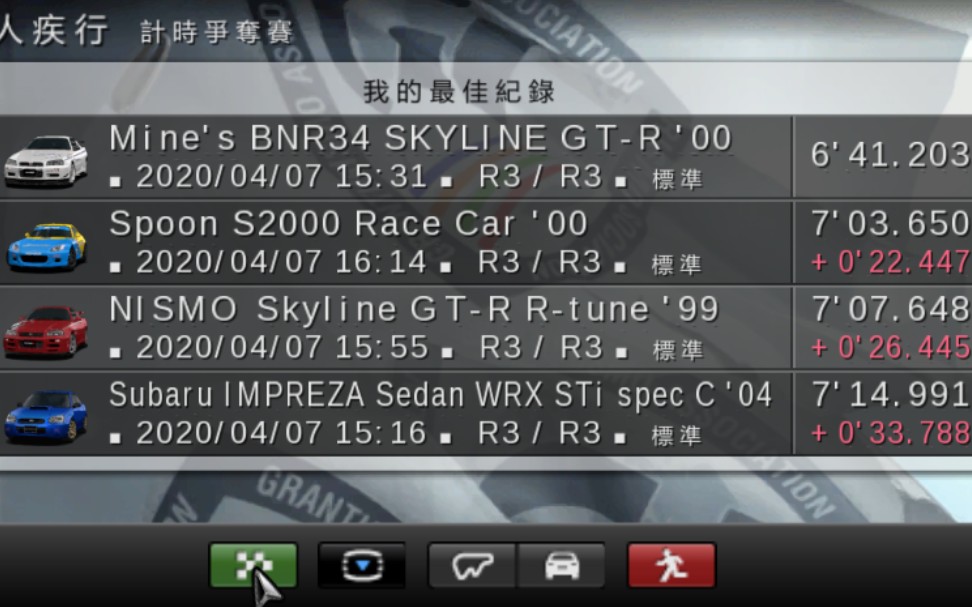 PSP模拟器 GT赛车 纽博格林 MINE BNR34 GTR 6分41秒