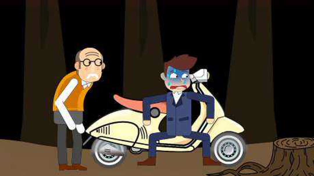 搞笑动漫,半路遇到个搭便车的老头,这老头行为有点奇怪