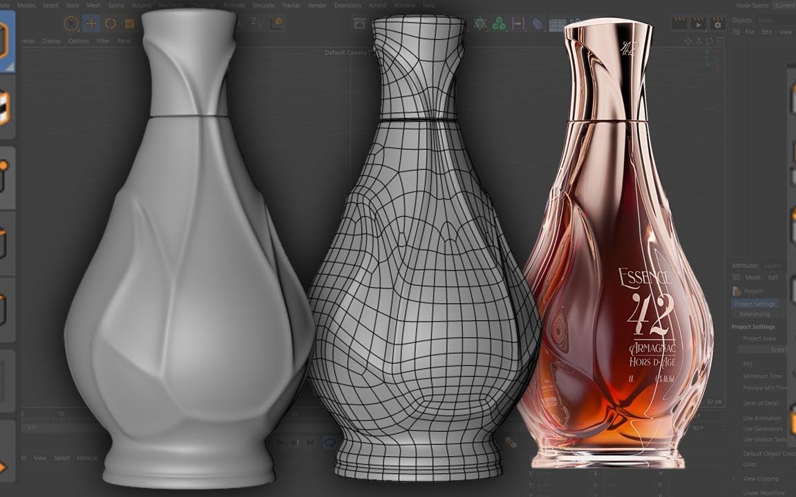复杂玻璃瓶 3D 建模 | Cinema 4D 建模教程