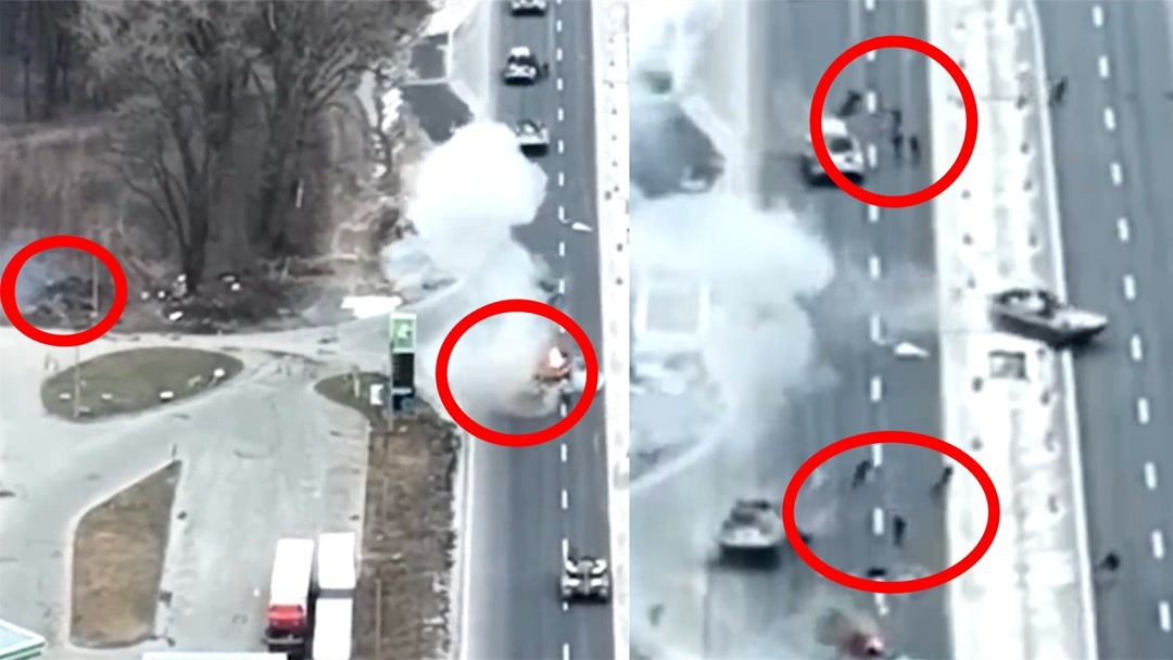 乌克兰公布导弹偷袭俄军画面:装甲车起火爆燃 士兵跳车逃生!