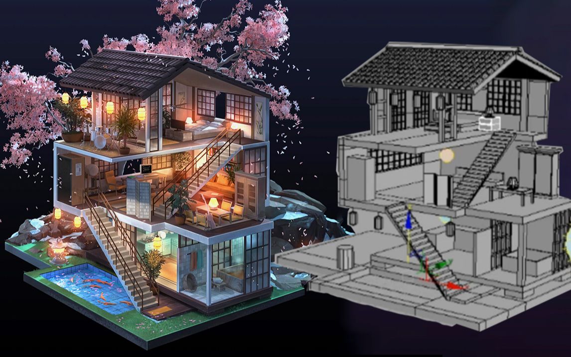 【3dmax建模】从BOX开始教会你房屋建模,场景模型建模思路,模型...