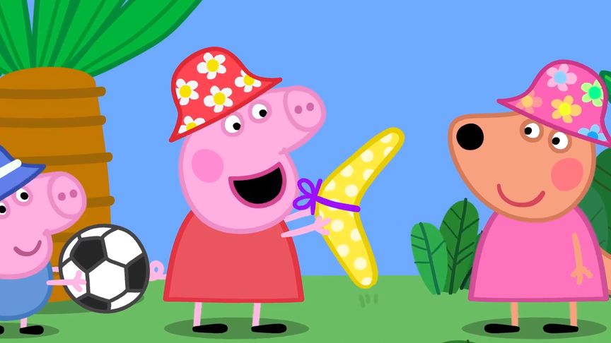 小猪佩奇送给袋鼠凯莉礼物 儿童简笔画