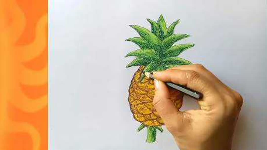 水果简笔画,教大家画一个凤梨!(喜欢的快来收了)