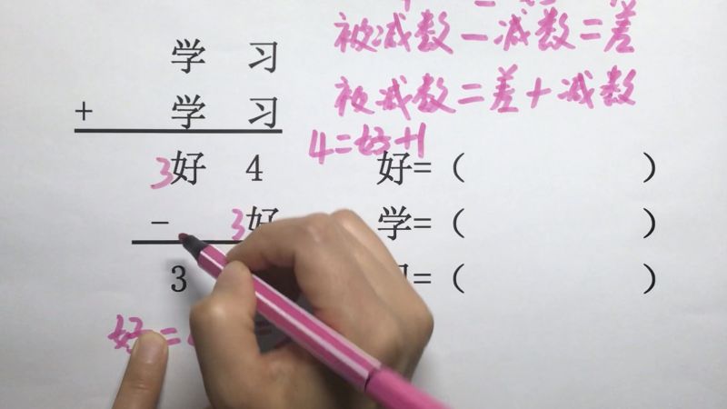 一年级数学思维题:竖式中的文字,都代表什么数字?