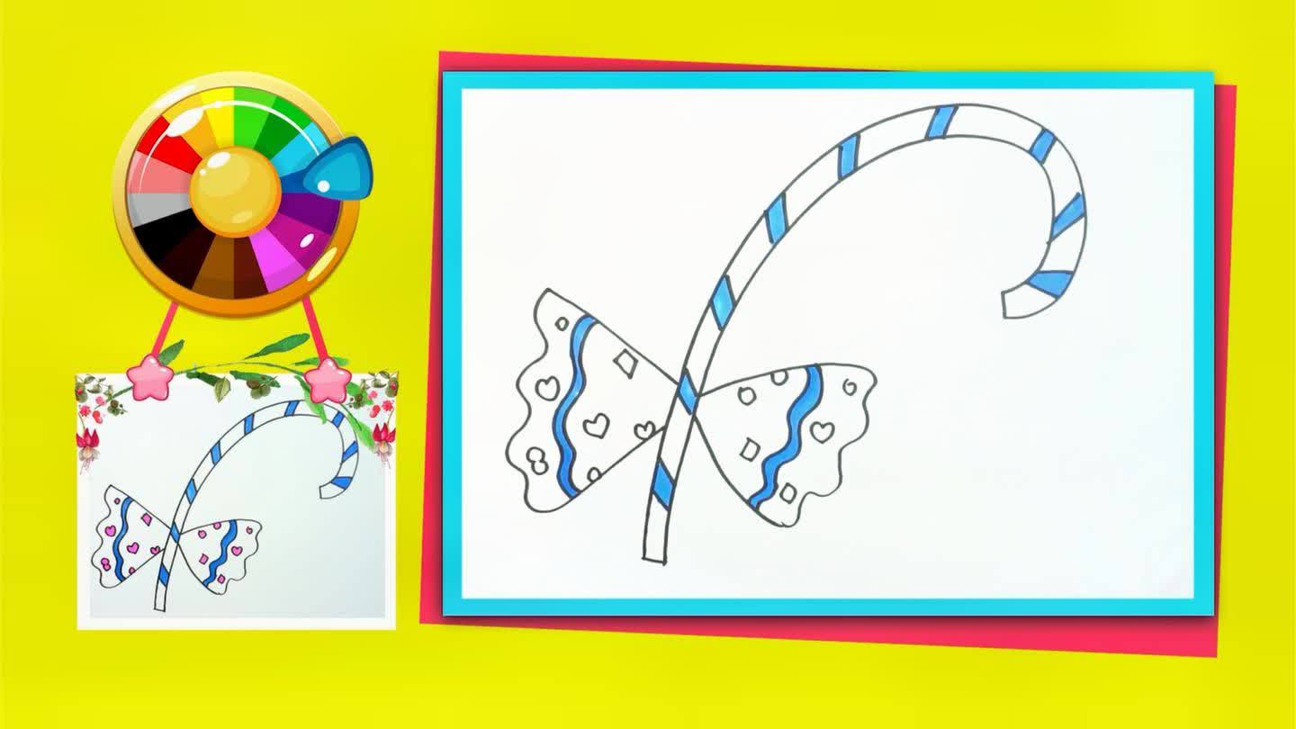 花样卡通画:好漂亮的糖果,小女孩很喜欢,一起画糖果吧