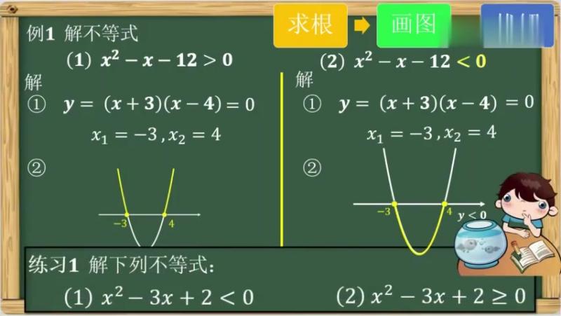 中职数学 7.图像法解一元二次不等式