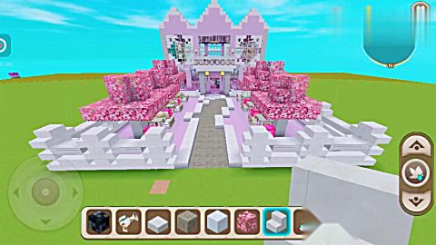 迷你世界:粉色的姑娘当然得住在粉色得城堡里!