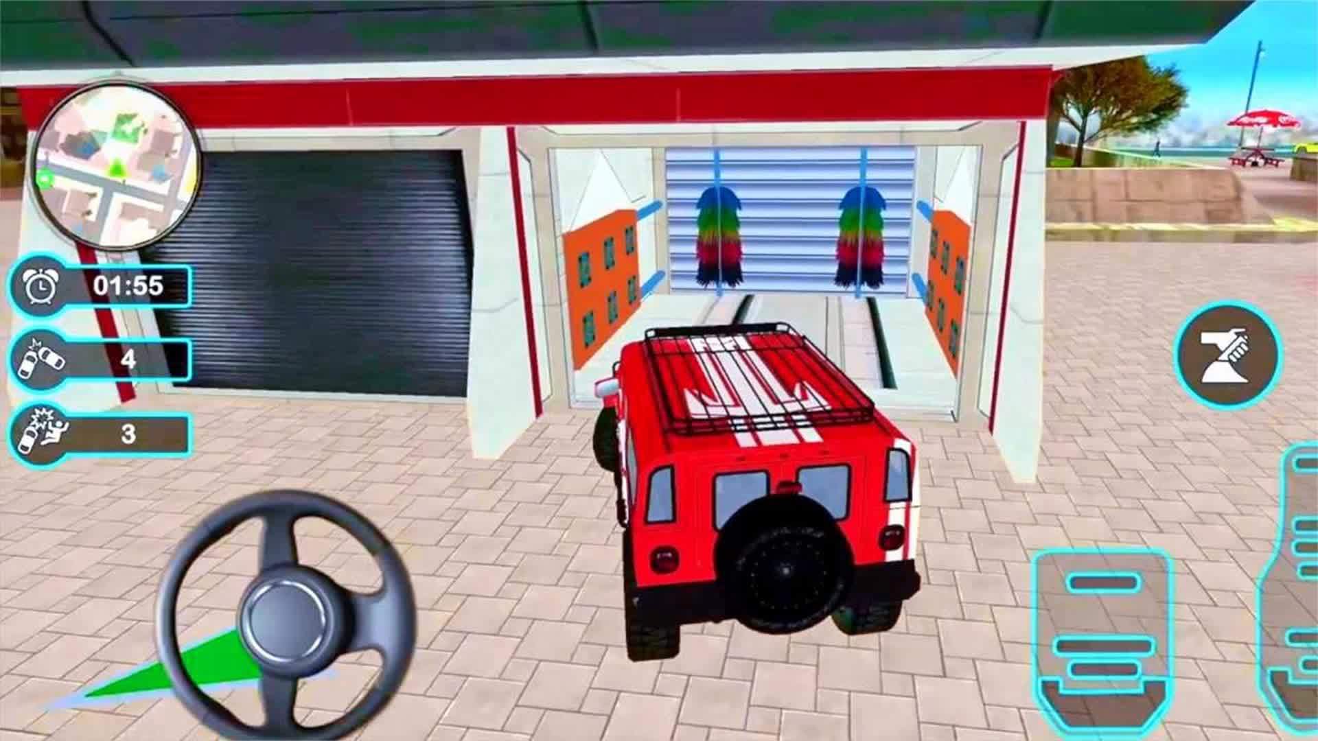 创意红色越野汽车倒车移库,驾驶模拟游戏开始