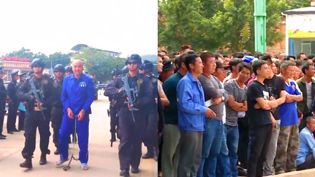 云南一黑社会犯罪嫌犯现场指认 “黑老大”被持枪押解 群众围观