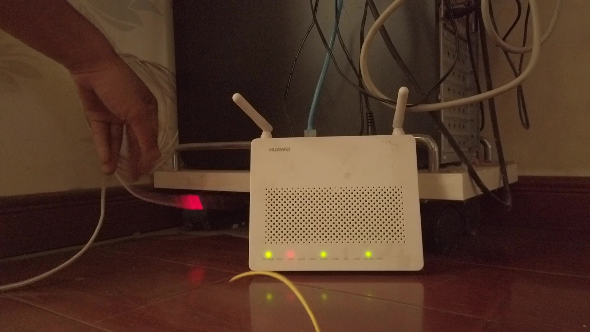 光猫红灯在闪,无法上网,移动师傅上门检查,发现是老鼠在作怪